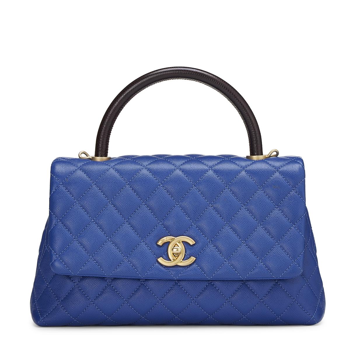 What Goes Around Comes Around Chanel Blue Caviar Coco Handle Bag ...