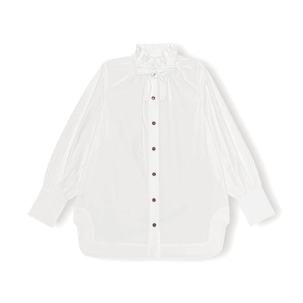 Ganni Cotton Poplin Tie String Shirt | goop