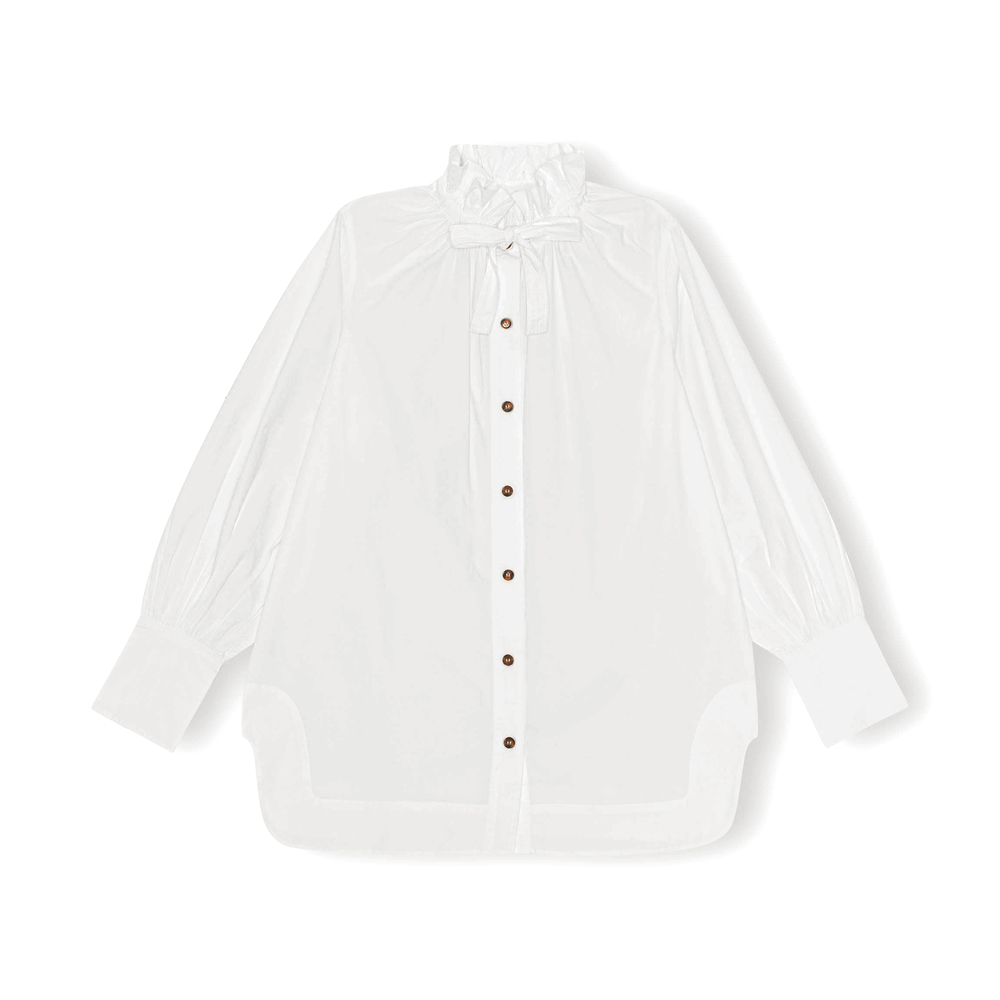 Ganni Cotton Poplin Tie String Shirt | goop